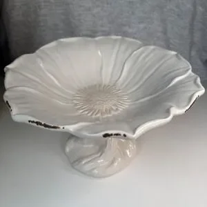 Pottery Barn | Dining | Pottery Barn Ceramic Flower Pedestal Bowl ...